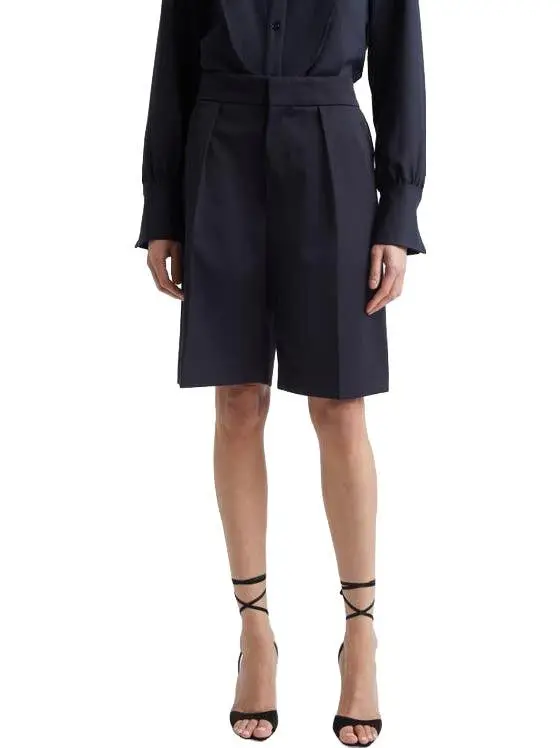 Victoria Beckham Tailored Wool Blend Bermuda Shorts - Midnight