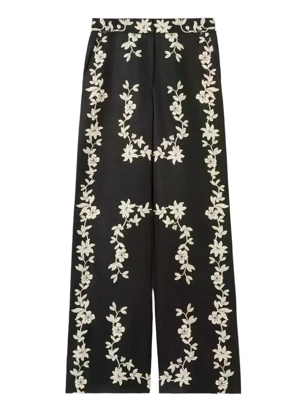 Claudie Pierlot Wide-leg Floral Print Trousers - Black