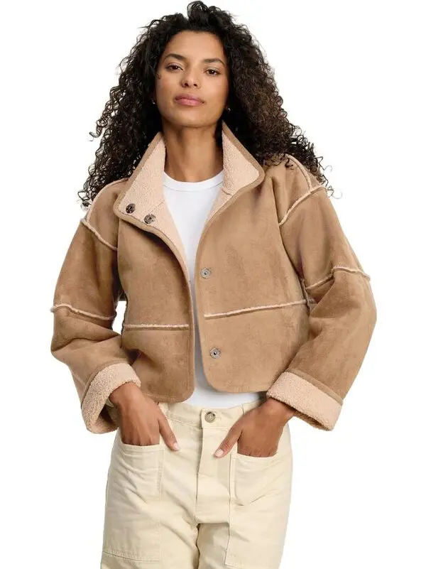 Velvet By Graham & Spencer Kelly Luxe Sherpa Reversible Jacket - Neutral