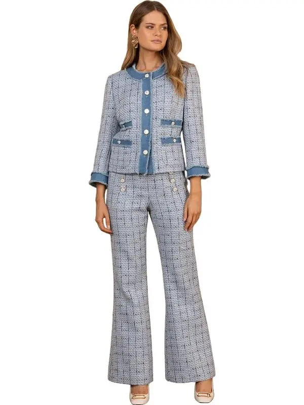 Hale Bob Arlene Tweed Pant - Blue