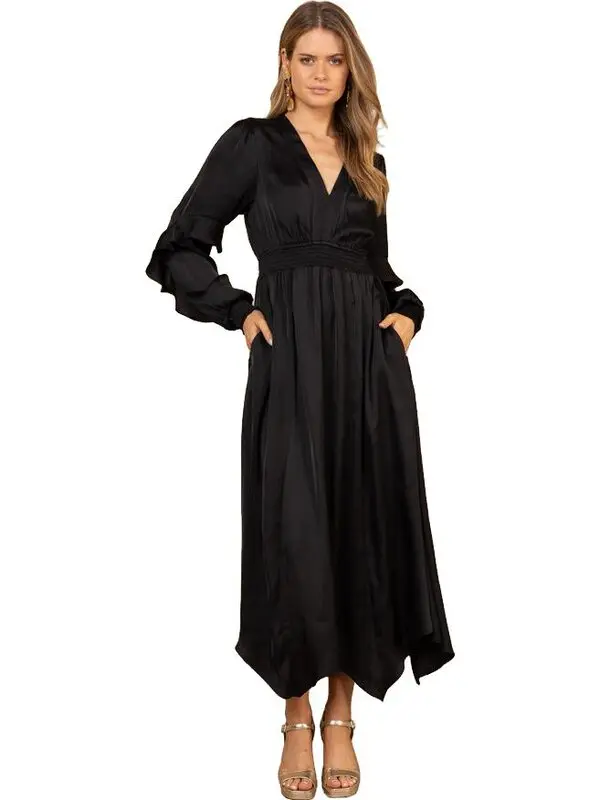 Hale Bob Kamilah Solid Charmeuse Maxi Dress - Black