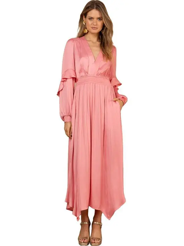 Hale Bob Kamilah Solid Charmeuse Maxi Dress - Pink