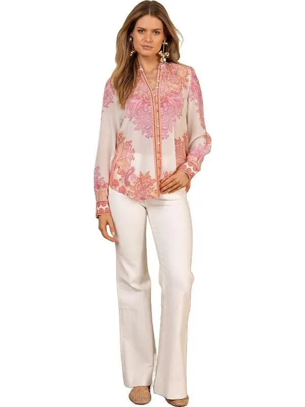 Hale Bob Anya Silk Blouse - Pink