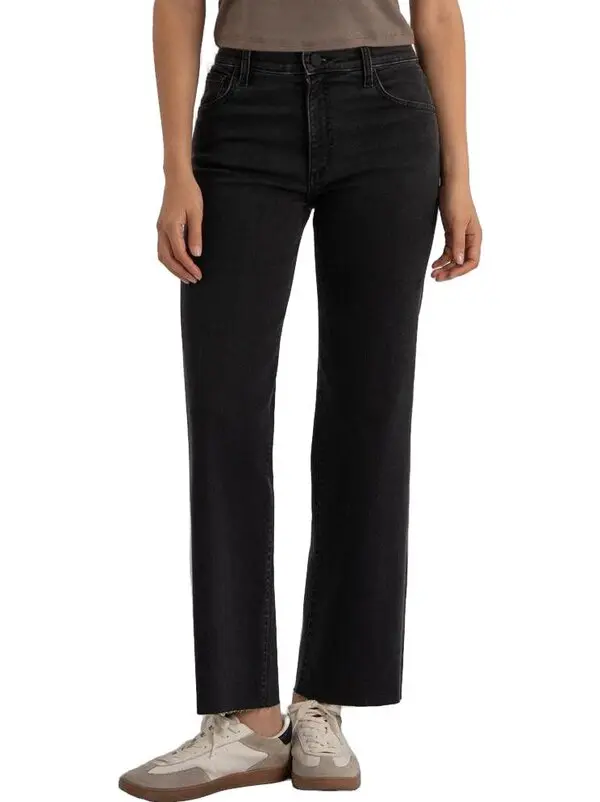 Kut From The Kloth High-waist Straight-leg Jeans With Raw Hem - Black