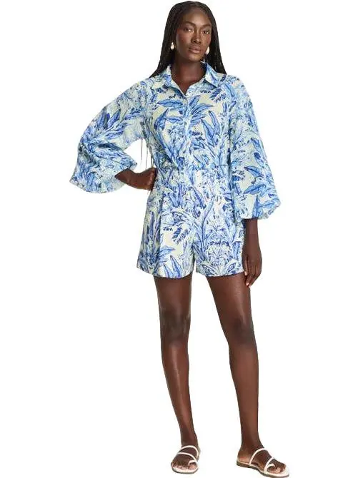 DIARRABLU Printed Cotton Poplin Adi Shorts - Toile Blu