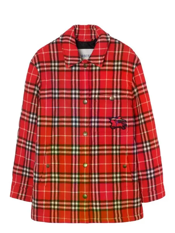 Burberry Check Appliquéd Wool Jacket - Red