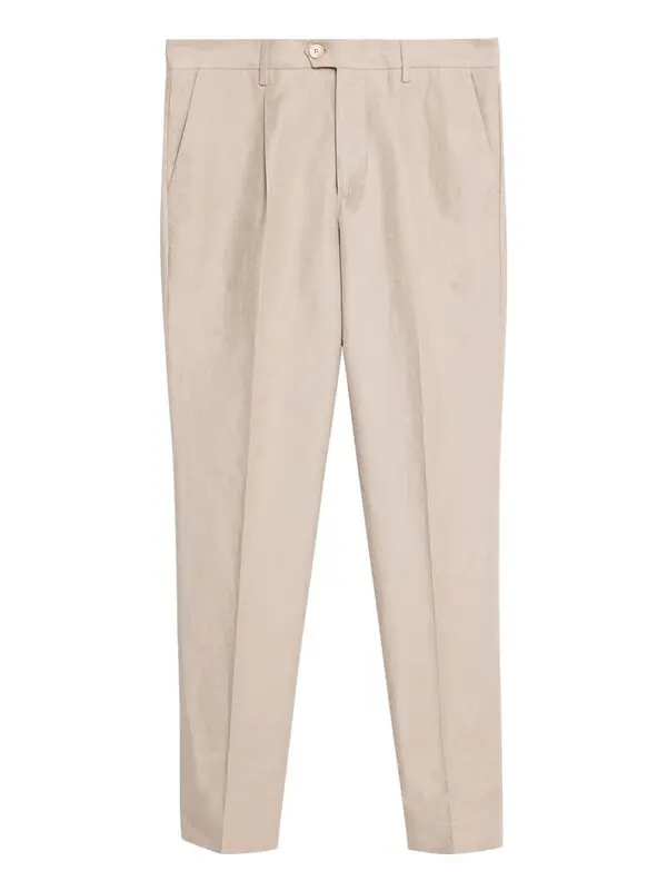 Brunello Cucinelli Cotton And Linen Leisure-fit Pleated Trousers - C2444 Cold