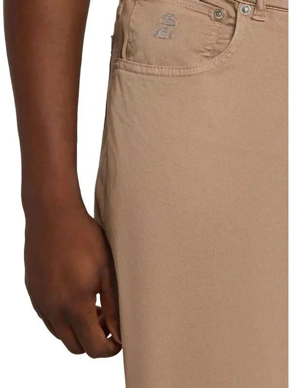 Brunello Cucinelli Dyed Cotton Straight-fit Five-pocket Trousers - Bisc