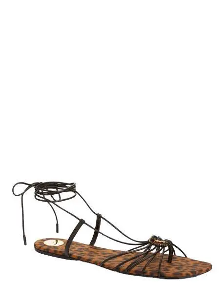 Saint Laurent Bridget Wraparound Ankle Strap Sandal - Eagle Brown