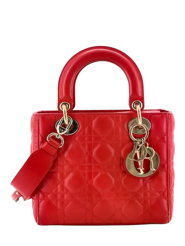 Dior Abcdior Lady Bag Cannage Quilt Lambskin - Red