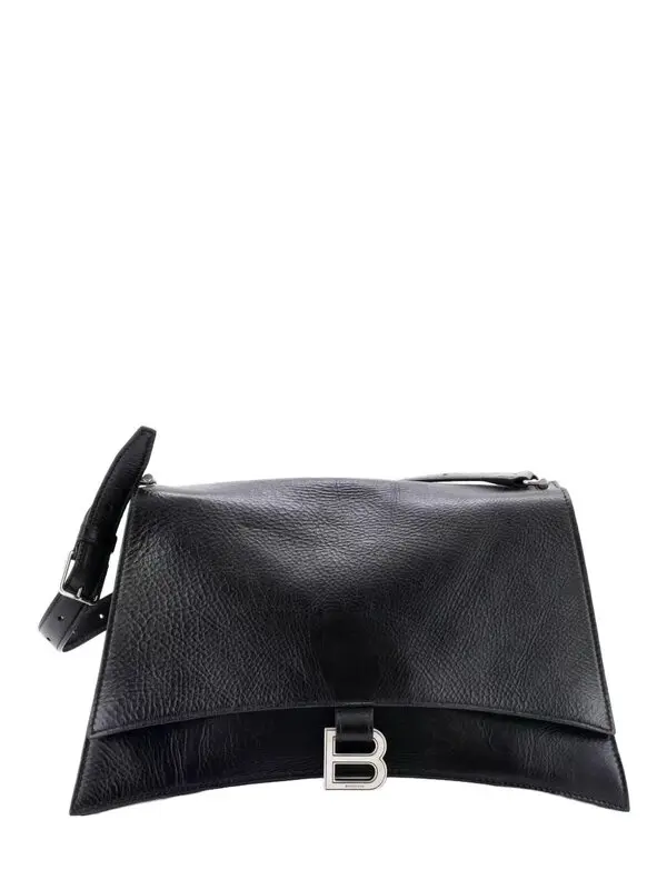 Balenciaga Crush Sling Leather Medium Shoulder Bag - Black