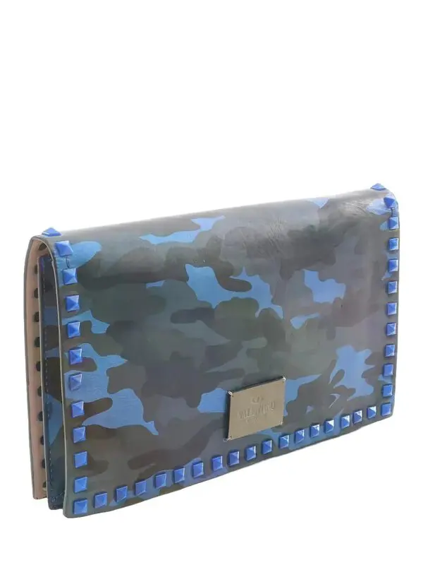 Valentino Garavani 2000s Camouflage Stud Clutch Bag - Blue
