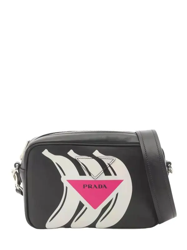 Prada 2010s Banana Logo Shoulder Bag - Black
