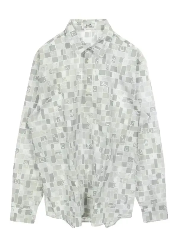 Hermès 2020s Mosaic Equestre Long-sleeve Shirt - White
