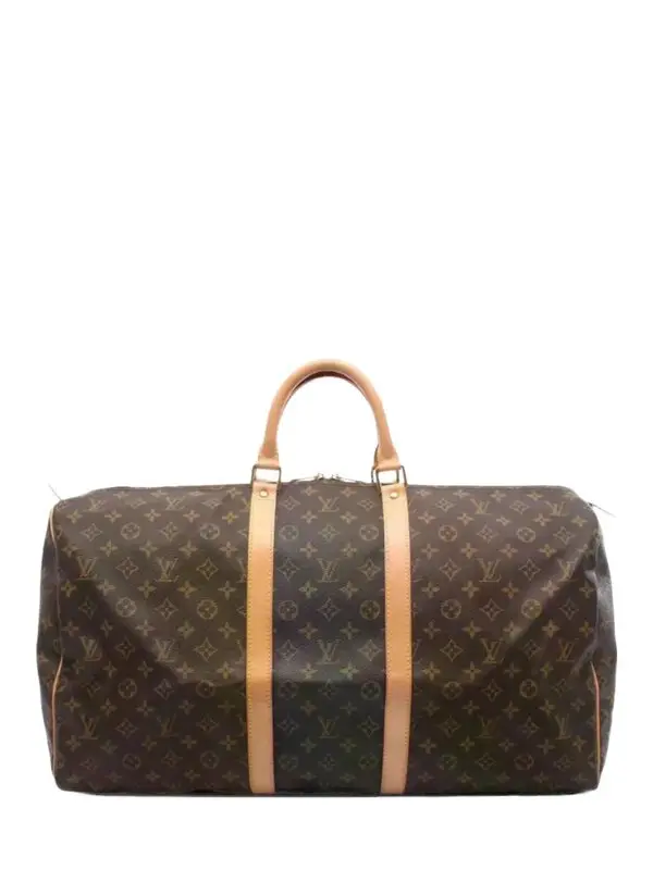 LOUIS VUITTON Keepall 55 Leather Tote Bag - Brown