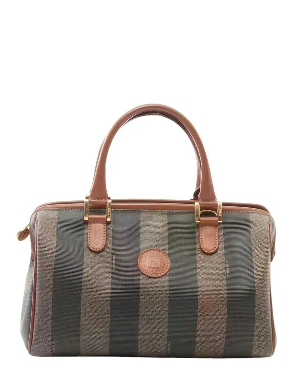 Fendi 2000s Pequin Boston Stripe Handbag - Brown