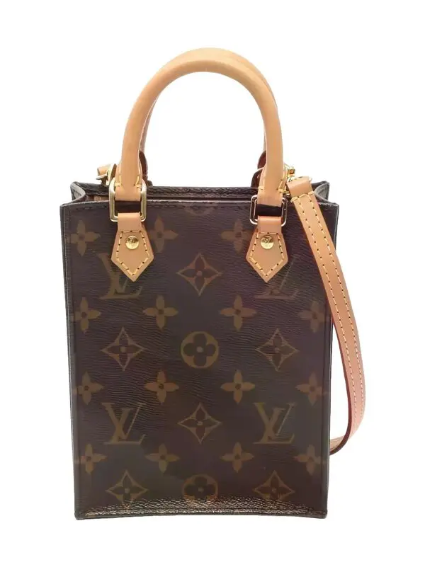 LOUIS VUITTON 2010s Petite Sac Plat Monogram Tote - Brown