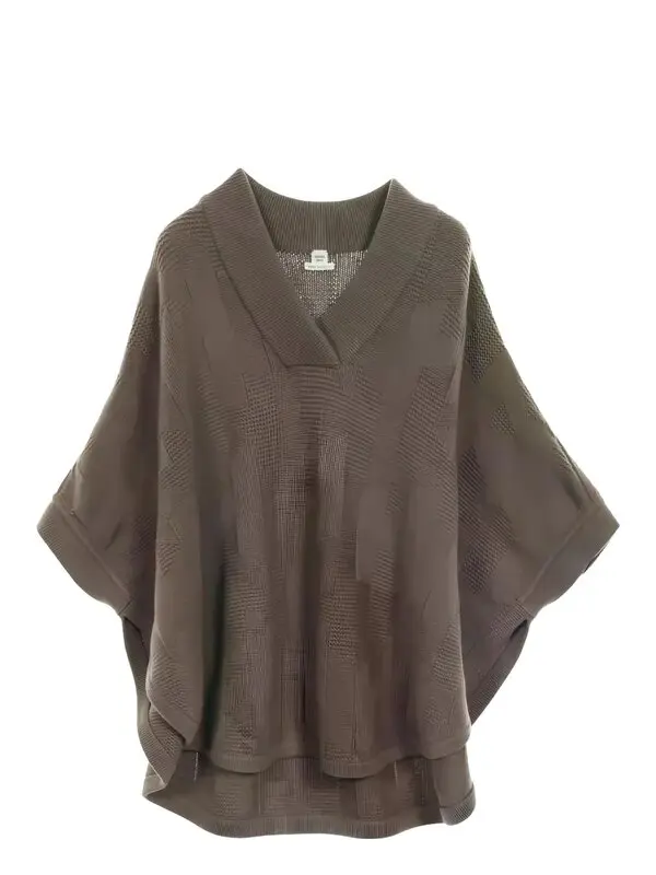 Hermès 2010's Knit Pattern Wool Cape - Brown