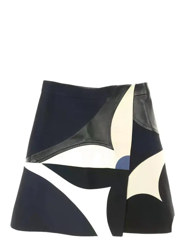 LOUIS VUITTON 2000s Leather-panel Wrap Skirt - Black
