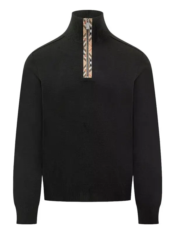 Burberry Argyle Zip-up Sweater - Black