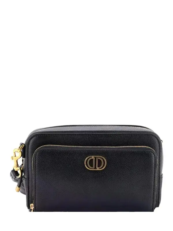 Dior Caro Double Pouch Leather Crossbody Bag - Black