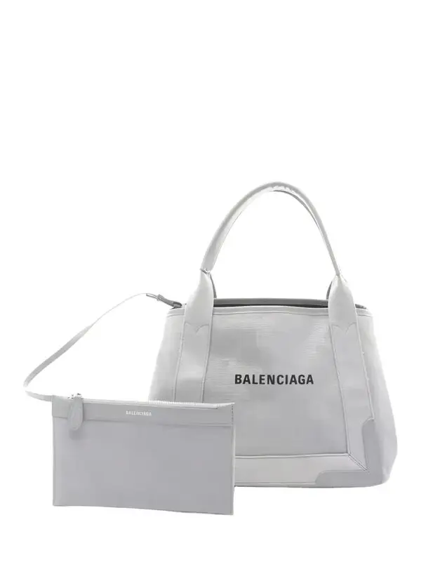 Balenciaga Small Cabas Leather Tote Bag - Grey