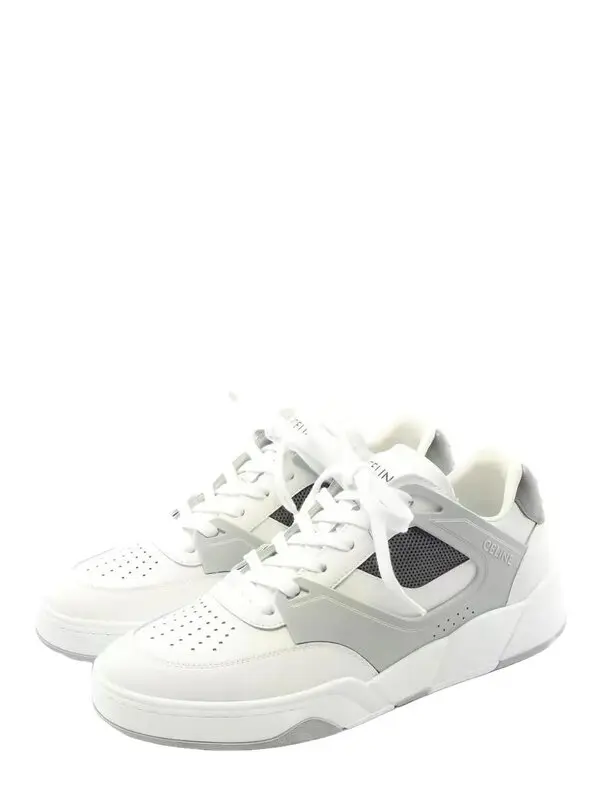 Celine Triomphe Leather Sneakers - White