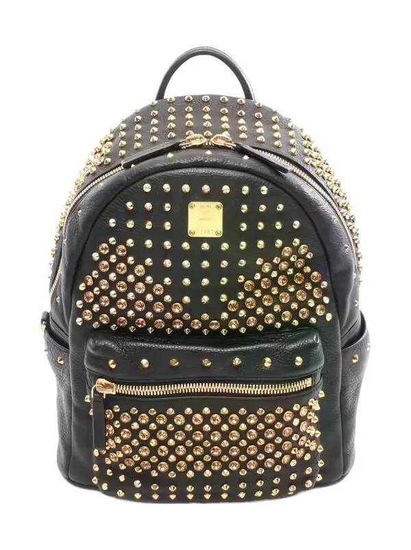 Mcm Studded Top-handle Backpack - Black