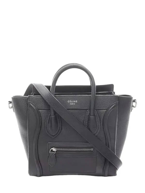 Celine 2000s Leather Tote Bag - Black