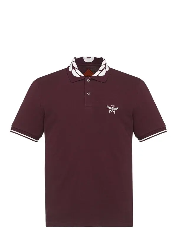 Mcm Laurel Logo Piqué Polo In Organic Cotton - Winetasting