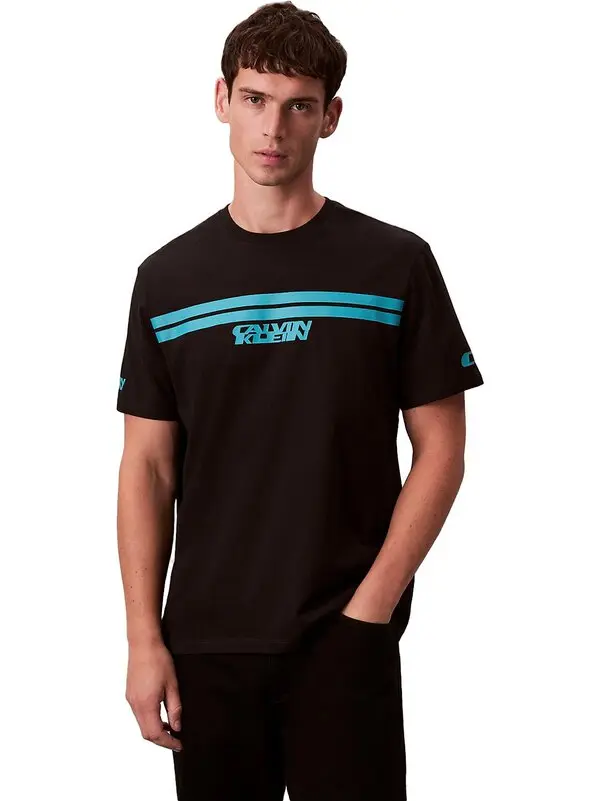 Calvin Klein Stripe Logo Graphic Classic T-shirt - Black