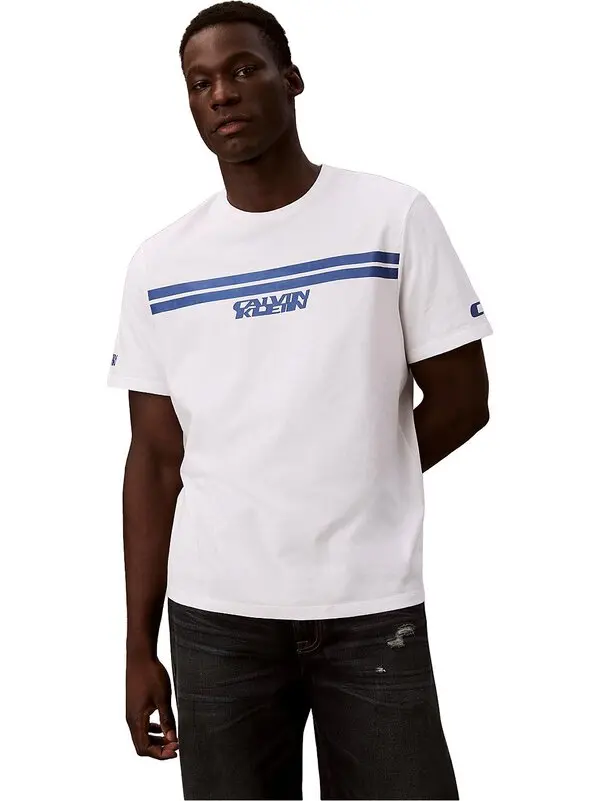 Calvin Klein Stripe Logo Graphic Classic T-shirt - Brilliant White