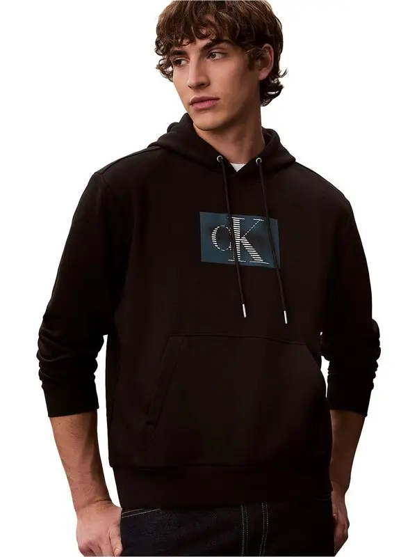 Calvin Klein Fleece Metallic Monogram Graphic Hoodie - Black