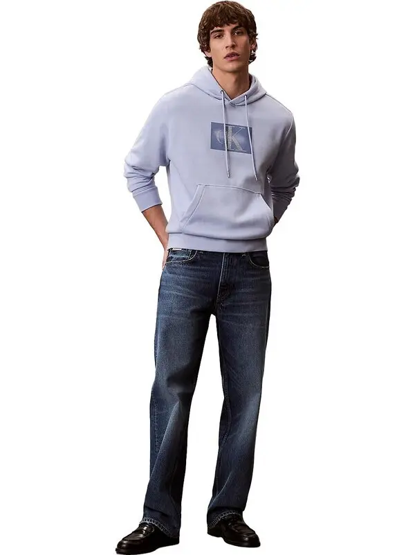 Calvin Klein Fleece Metallic Monogram Graphic Hoodie - Casual Blue