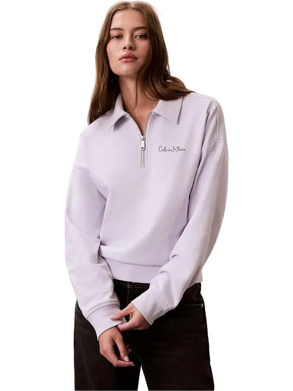 Calvin Klein French Terry Quarter Zip Sweatshirt - Frosty Lilac