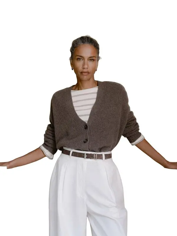 Jenni Kayne Cropped Cashmere Cocoon Cardigan - Ash