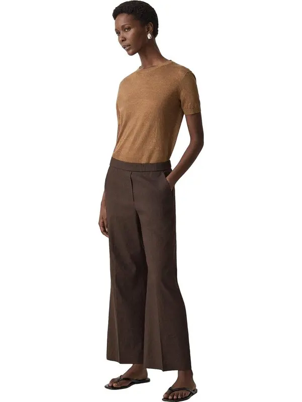 Theory Classic Straight Pull-on Pant - Dark Brown
