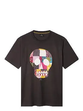 Paul Smith Charcoal 'fabric Skull' Print T-shirt - Grey