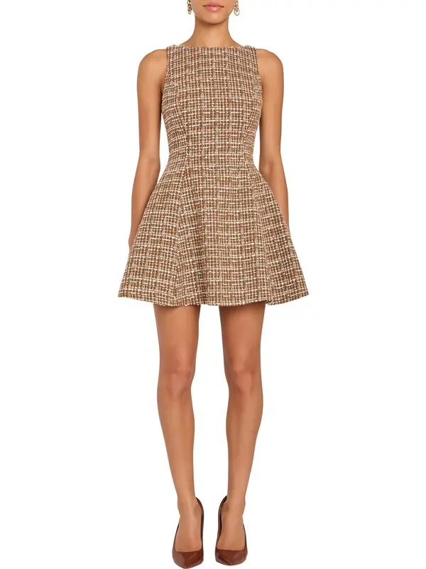 Amanda Uprichard Kyla Tweed Mini Dress - Camel