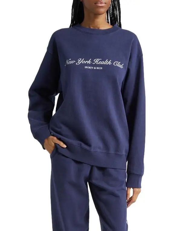 SPORTY & RICH Graphic Sweatshirt - Dark Navy