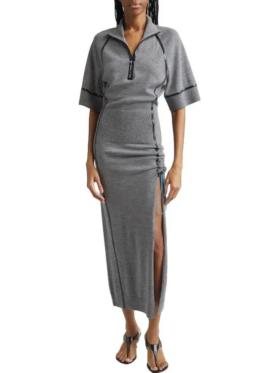 Coperni Technical Merino Wool Midi Sweater Dress - Grey Grey