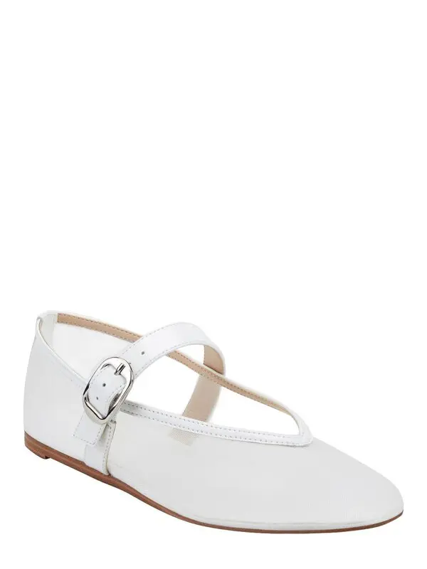 Marc Fisher Godina Mesh Mary Jane Flat - White