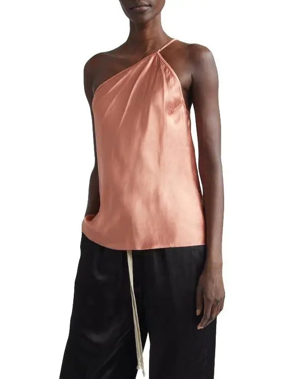 Rick Owens One-shoulder Satin Top - Coral