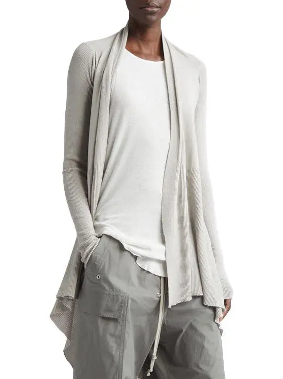 Rick Owens Open Front Virgin Wool Cardigan - Pearl