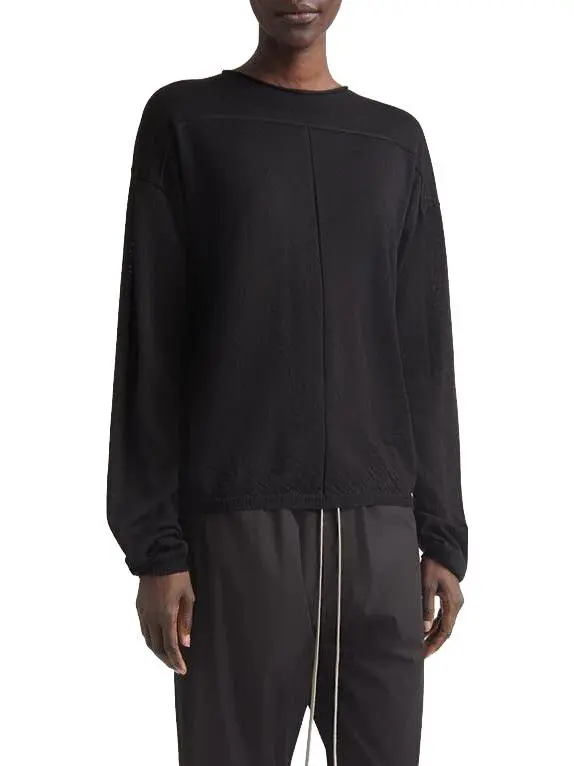 Rick Owens Virgin Wool Crewneck Sweater - Black