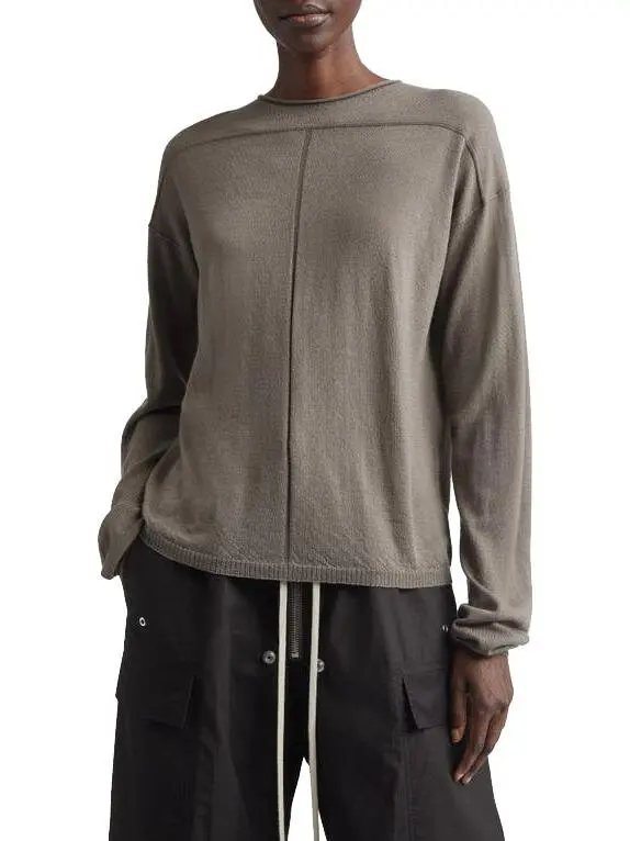 Rick Owens Virgin Wool Crewneck Sweater - Dust