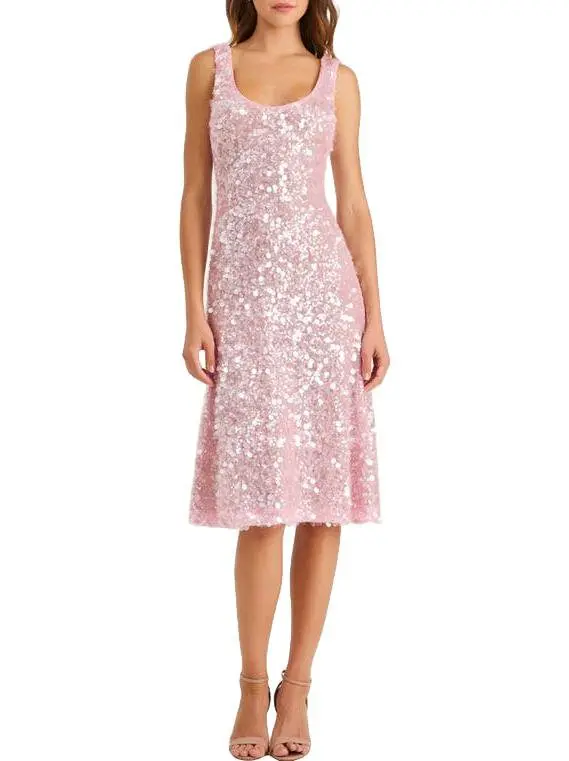 HELSI Isla Sequin Fit & Flare Cocktail Dress - Baby Pink
