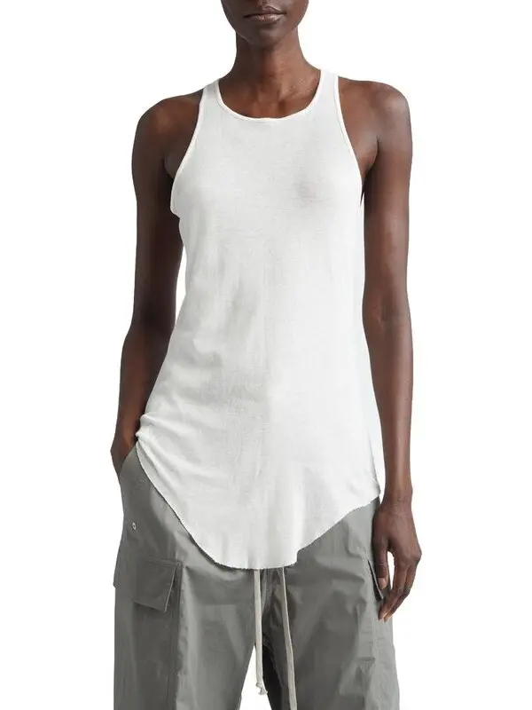 Rick Owens Basic Rib Cotton Tank - Milk