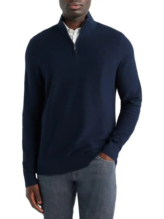 Nordstrom Linen & Cotton Blend Quarter Zip Sweater - Navy Sapphire