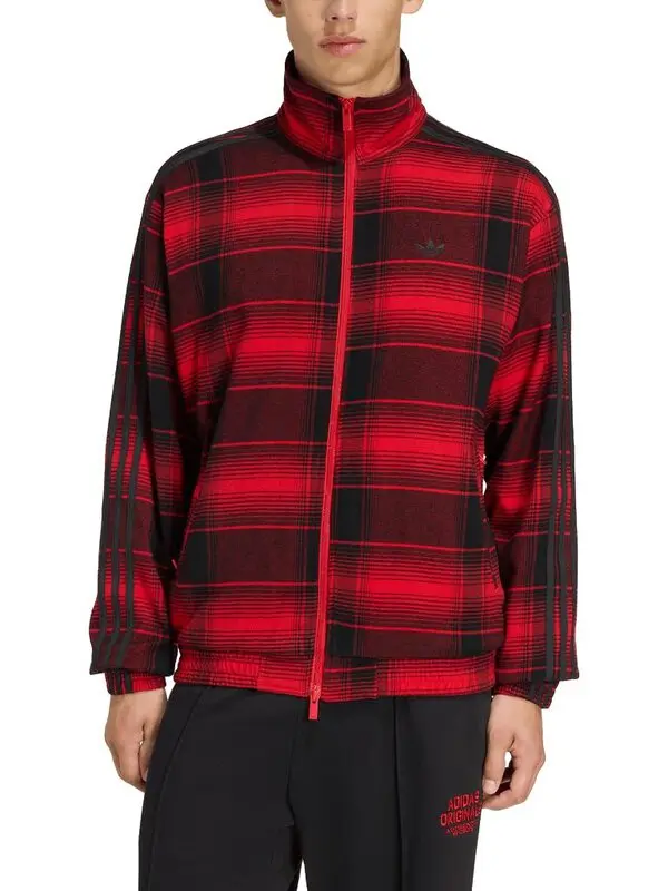 Adidas Plaid Track Jacket - Better Scarlet/black/